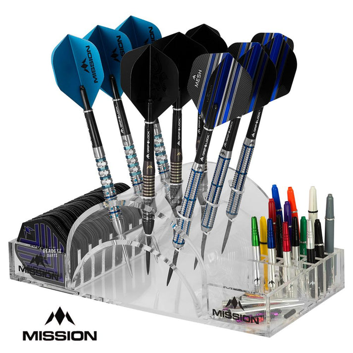 Mission Station 9 Darts Display Holds 9 Darts Angled Design Transparen ...